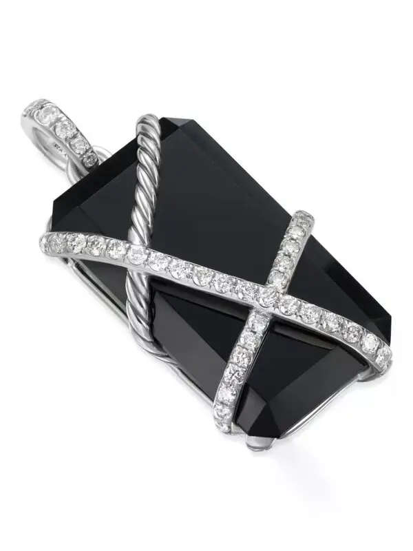 David Yurman Sterling Cable Wrap Diamond Amulet