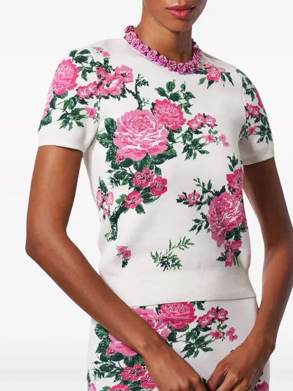 Carolina Herrera Floral-jacquard Knitted Top