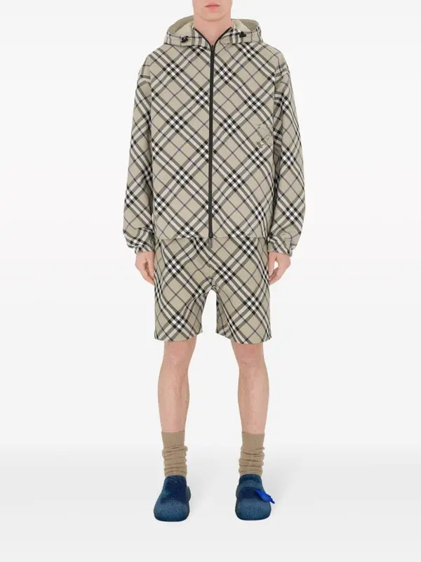 Burberry Equestrian Knight Check Cotton Shorts - Neutrals