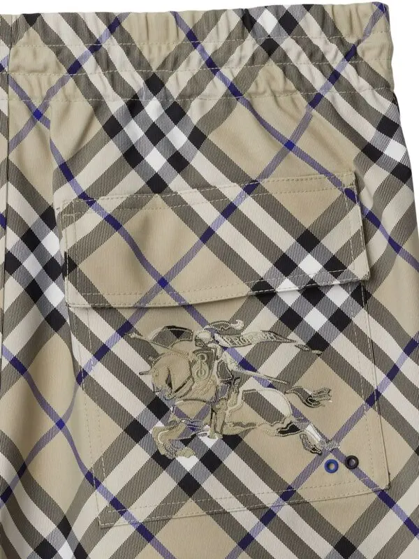 Burberry Equestrian Knight Check Cotton Shorts - Neutrals
