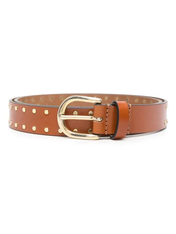 Isabel Marant Zap Studded Leather Belt - Brown