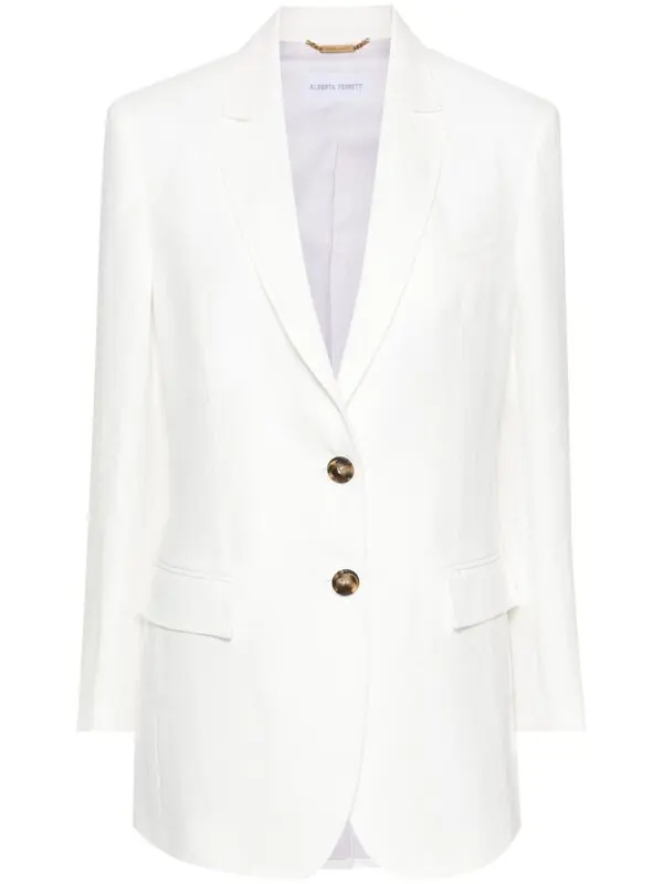 Alberta Ferretti Single-breasted Linen Blazer - White