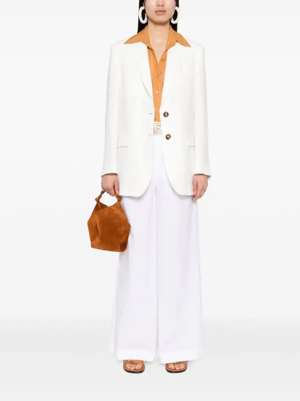 Alberta Ferretti Single-breasted Linen Blazer - White