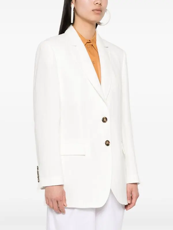 Alberta Ferretti Single-breasted Linen Blazer - White