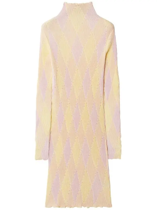 Burberry Argyle Ribbed-knit Dress - Pink