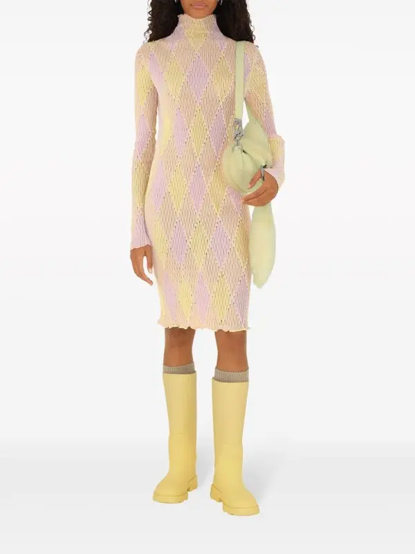 Burberry Argyle Ribbed-knit Dress - Pink