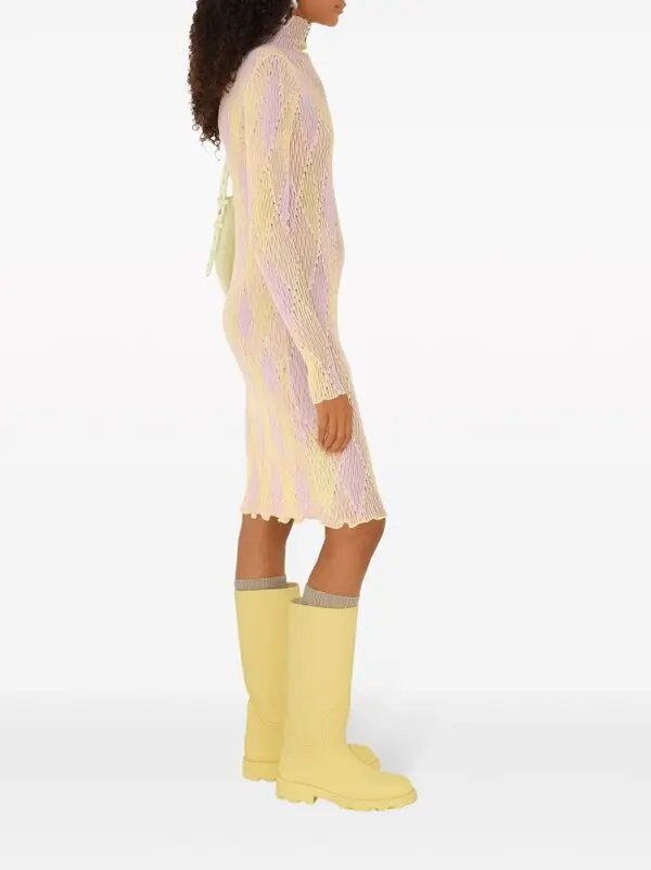 Burberry Argyle Ribbed-knit Dress - Pink