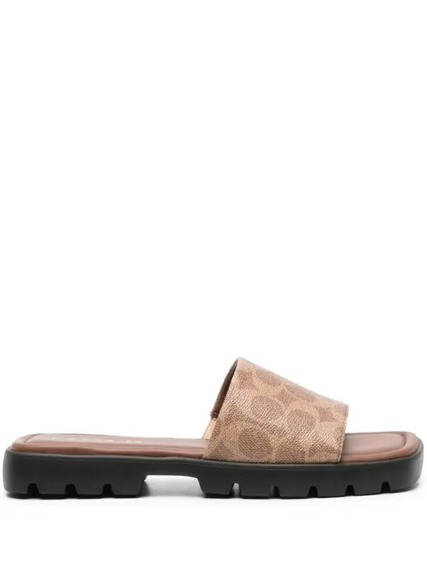 COACH Florence Leather Sandals - Brown