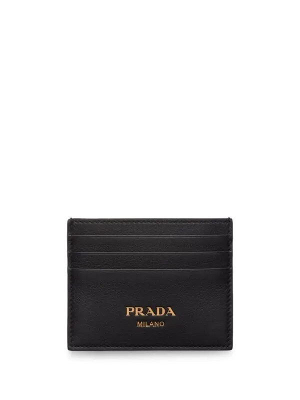Prada Logo-stamp Leather Card Holder - Black