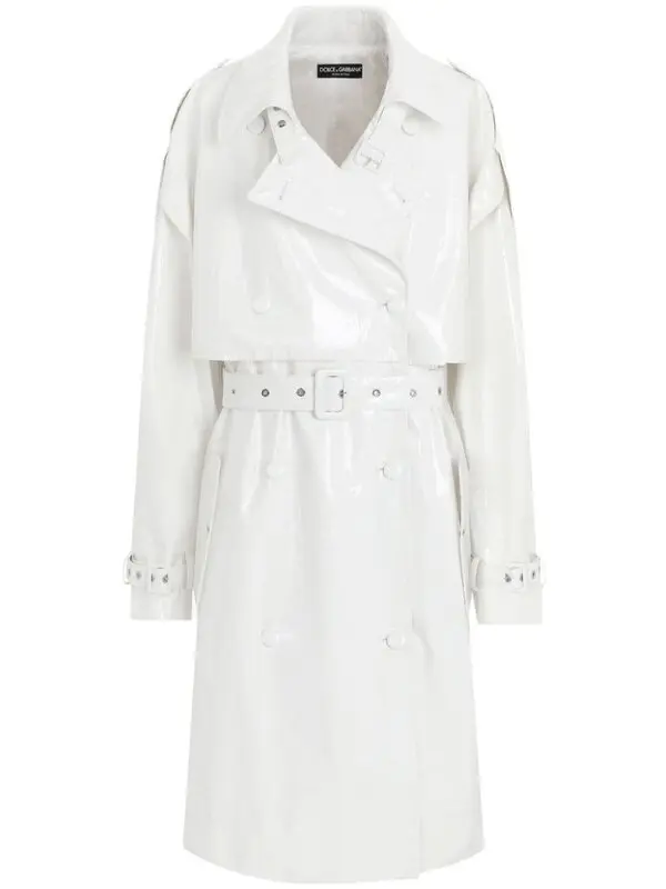 Dolce & Gabbana Belted Patent-finish Trench Coat
