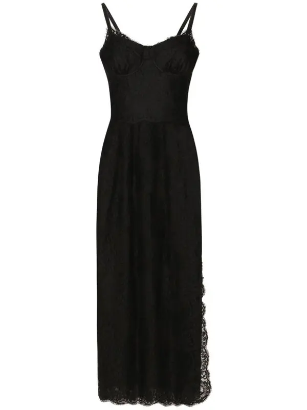Dolce & Gabbana Chantilly Lace Slip Dress - Black