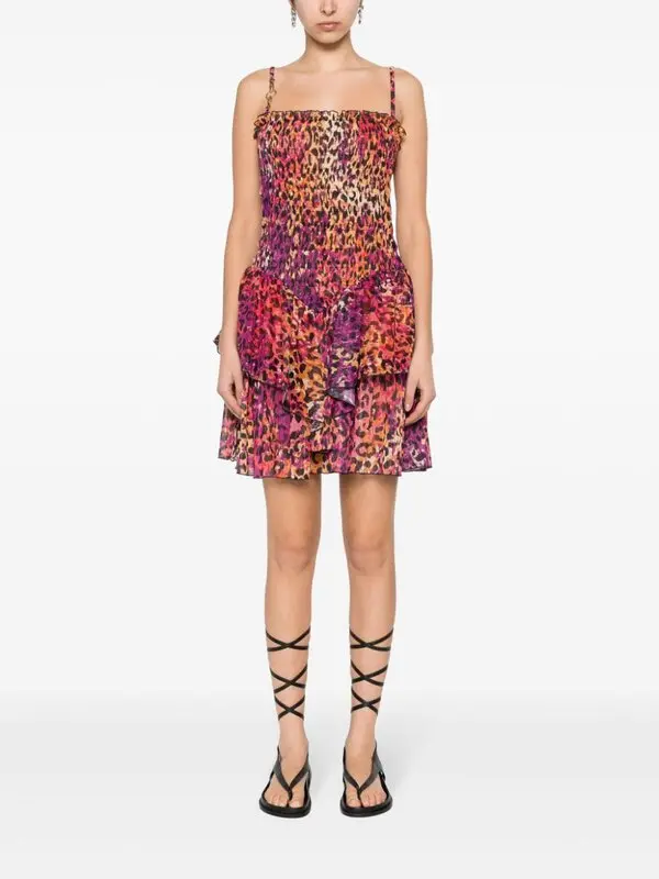 Just Cavalli Layered Leopard-print Mini Dress