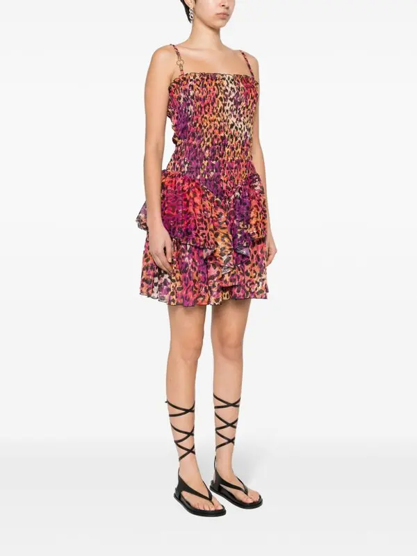 Just Cavalli Layered Leopard-print Mini Dress