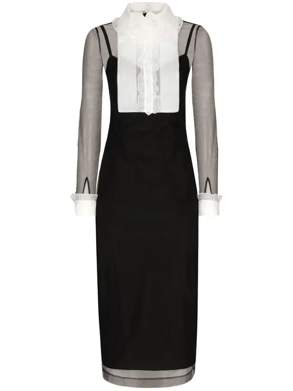 Dolce & Gabbana Ruffled Bib-collar Midi Dress