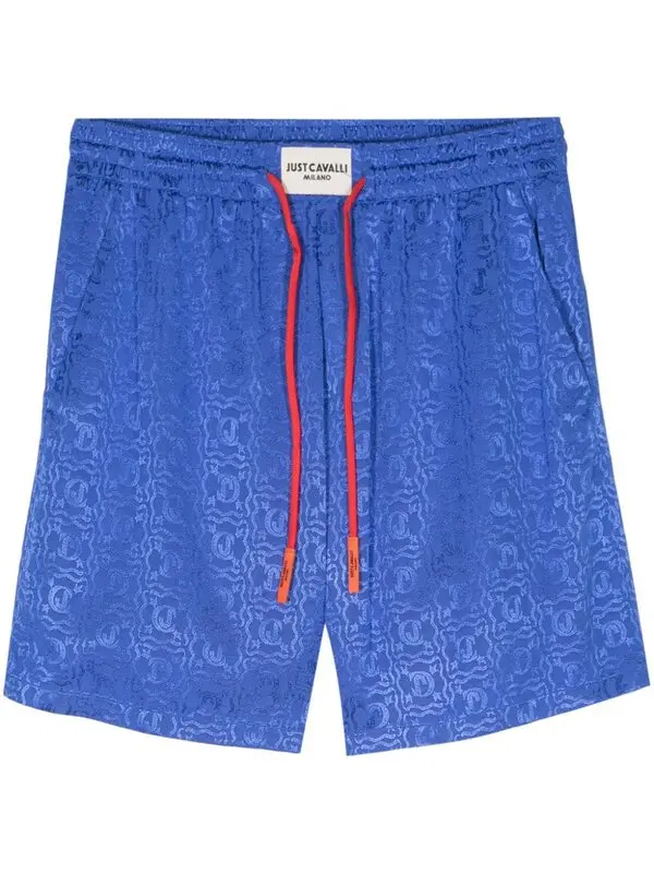 Just Cavalli Jacquard-logo Track Shorts - Blue