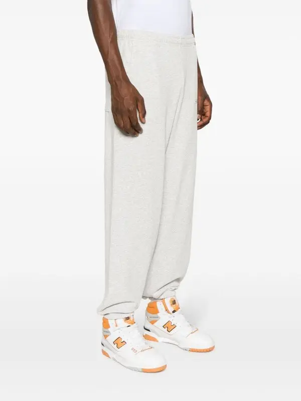 SPORTY & RICH Heather Cotton Blend Logo Print Track Pants - Grey