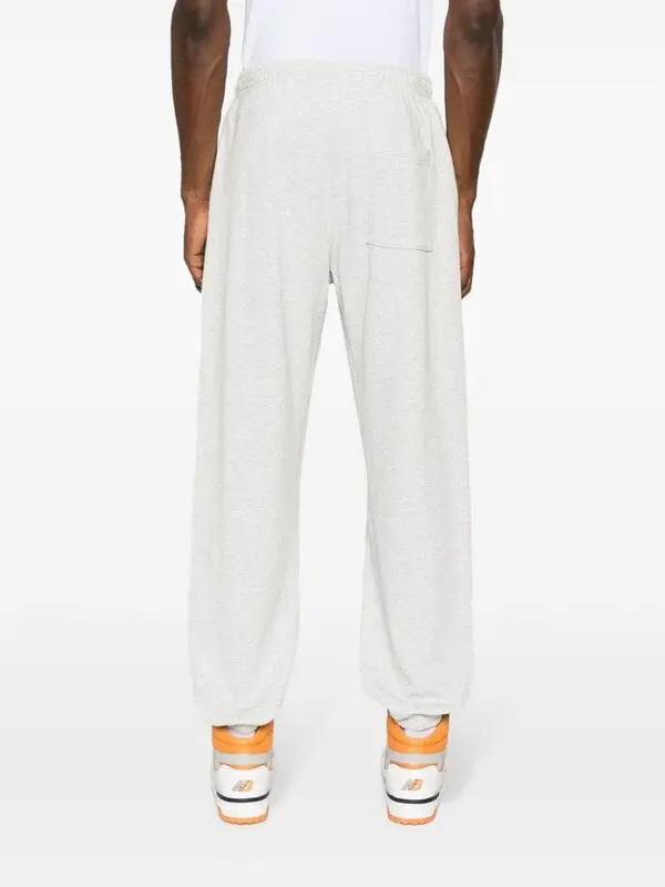 SPORTY & RICH Heather Cotton Blend Logo Print Track Pants - Grey