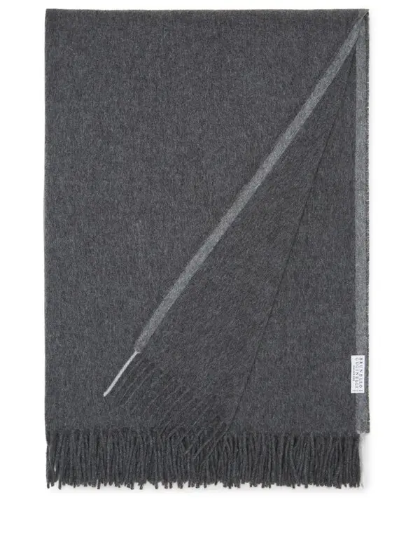 Brunello Cucinelli Fringed Cashmere Throw - Grey
