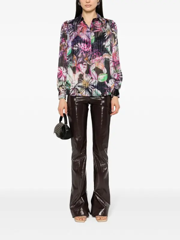 Just Cavalli Foliage-print Metallic Shirt - Purple