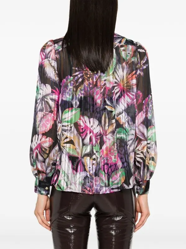 Just Cavalli Foliage-print Metallic Shirt - Purple