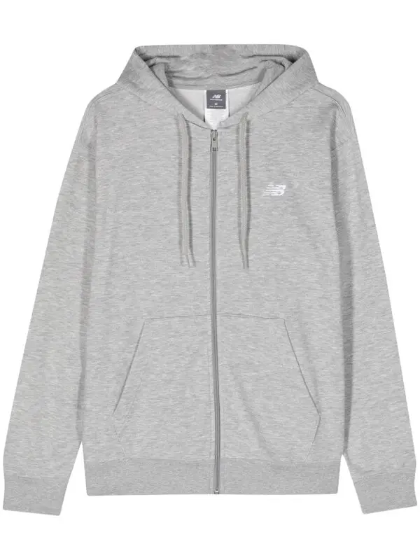 NEW BALANCE Logo-embroidered Zip-up Hoodie - Grey