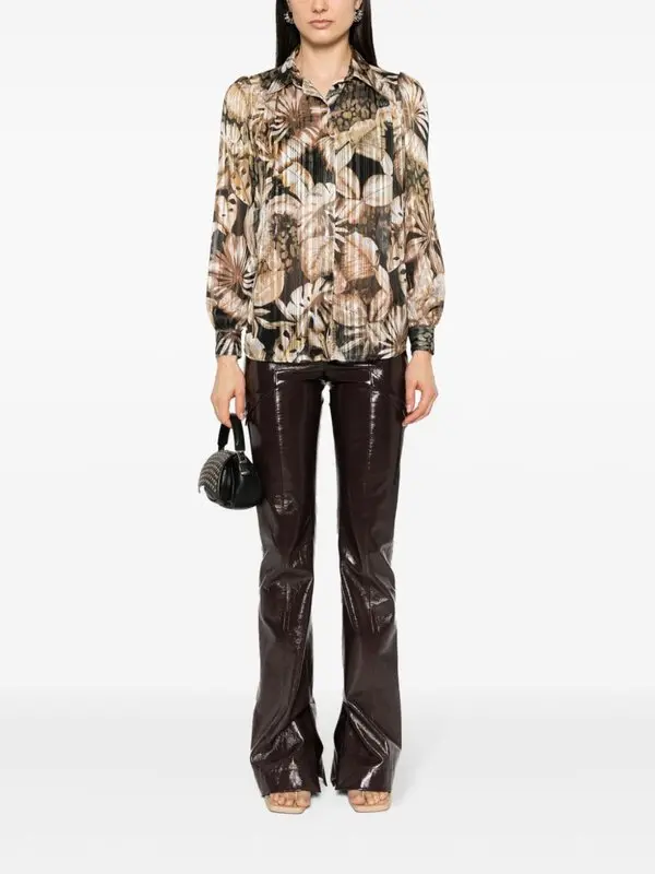 Just Cavalli Floral Metallic Sheer Shirt