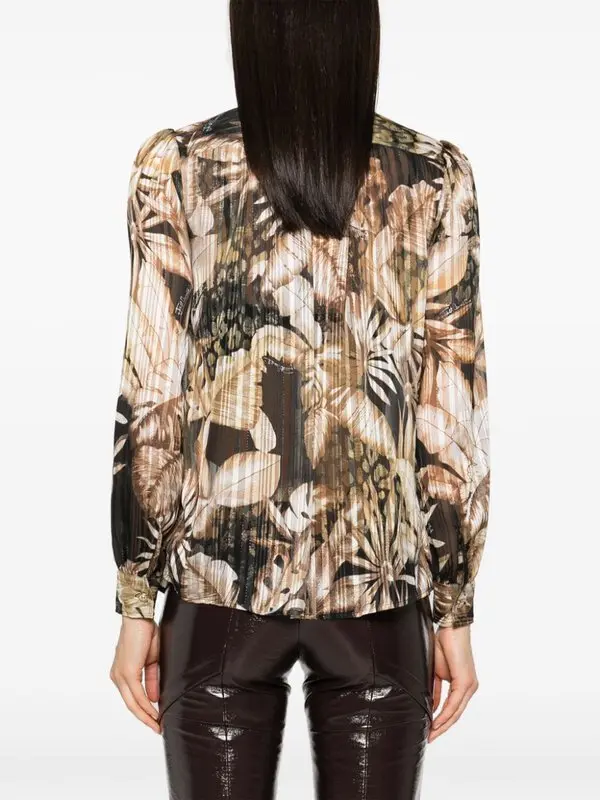 Just Cavalli Floral Metallic Sheer Shirt