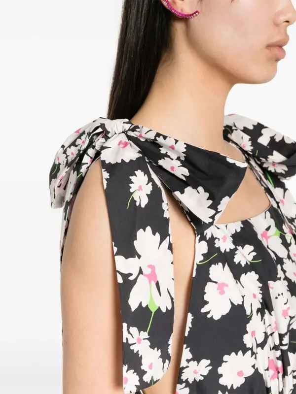 MSGM Floral Cotton Midi Dress