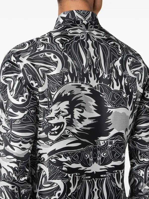 Philipp Plein Dandy Lion Circus Silk Shirt