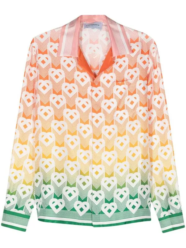 Casablanca Heart Monogram-print Silk Shirt