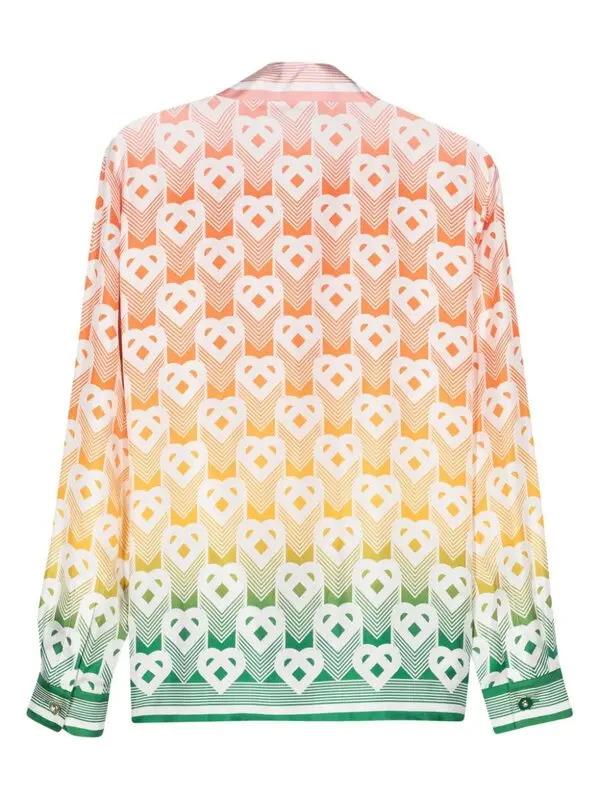 Casablanca Heart Monogram-print Silk Shirt