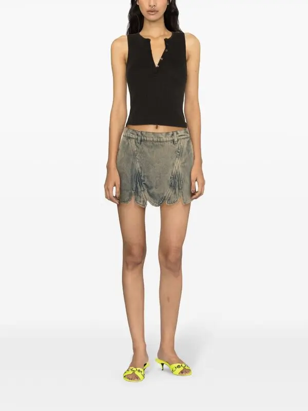 R13 Cotton Henley Tank Top - Black