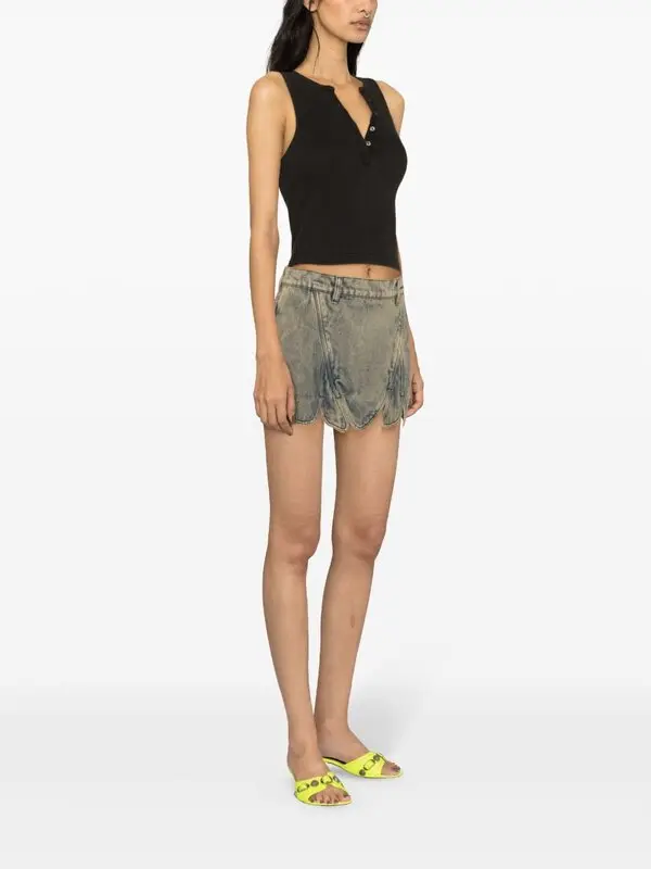 R13 Cotton Henley Tank Top - Black