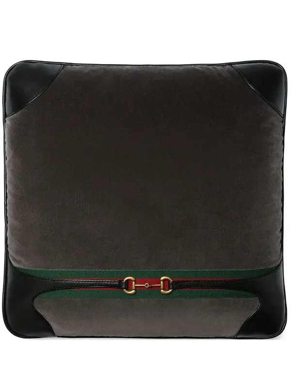 Gucci Horsebit Velvet Cushion - Grey