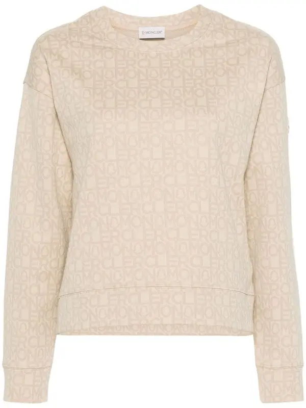 Moncler Monogram-jacquard Sweatshirt - Neutrals