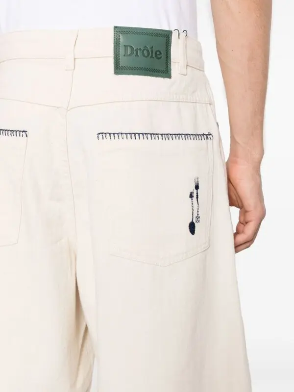 Drole De Monsieur Art De La Table Denim Shorts - Neutrals