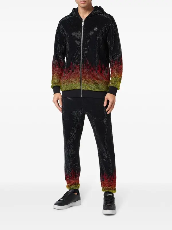 Philipp Plein Crystals Flame Hooded Tracksuit Set