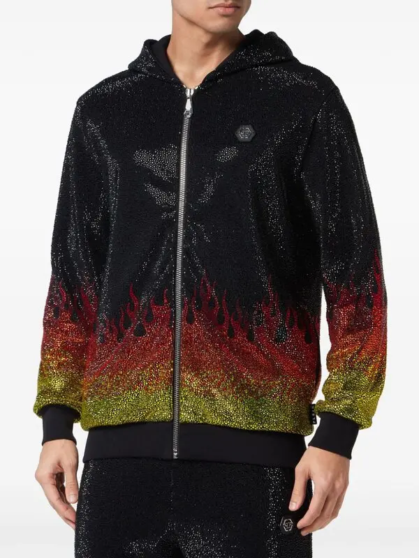 Philipp Plein Crystals Flame Hooded Tracksuit Set