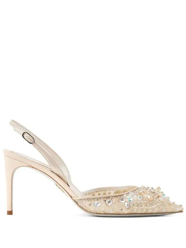 Rene Caovilla 80mm Crystal-embellished Lace Pumps