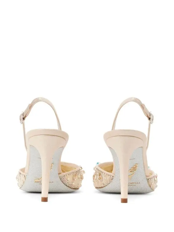 Rene Caovilla 80mm Crystal-embellished Lace Pumps