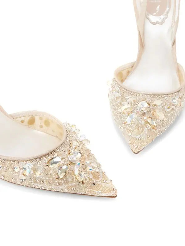 Rene Caovilla 80mm Crystal-embellished Lace Pumps