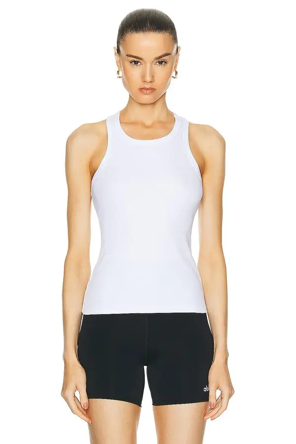 Alo Yoga Ribbed Devoted Tank Top In White - 30% Off | Editorialist