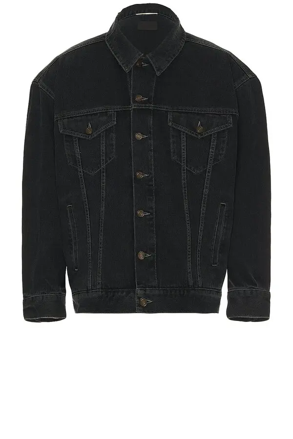 Saint Laurent Egg Shape Denim Jacket Dark Blue Black Editorialist