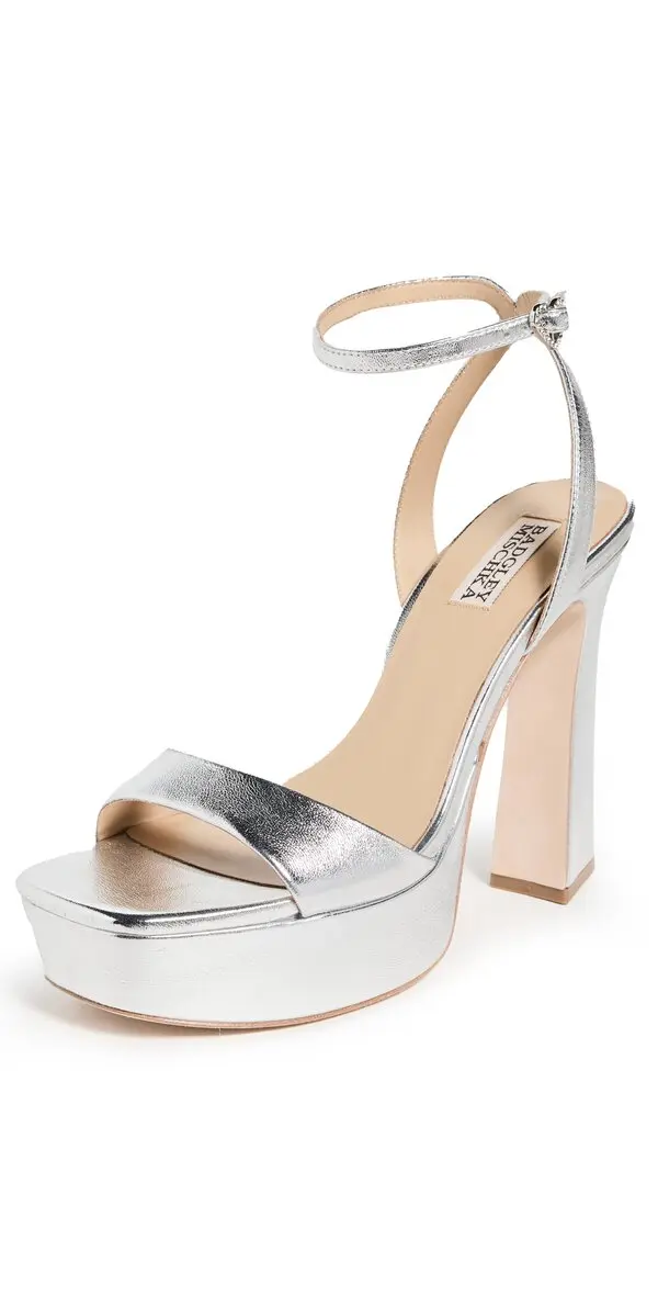 Badgley Mischka Caia Platform Sandal Heels - Silver