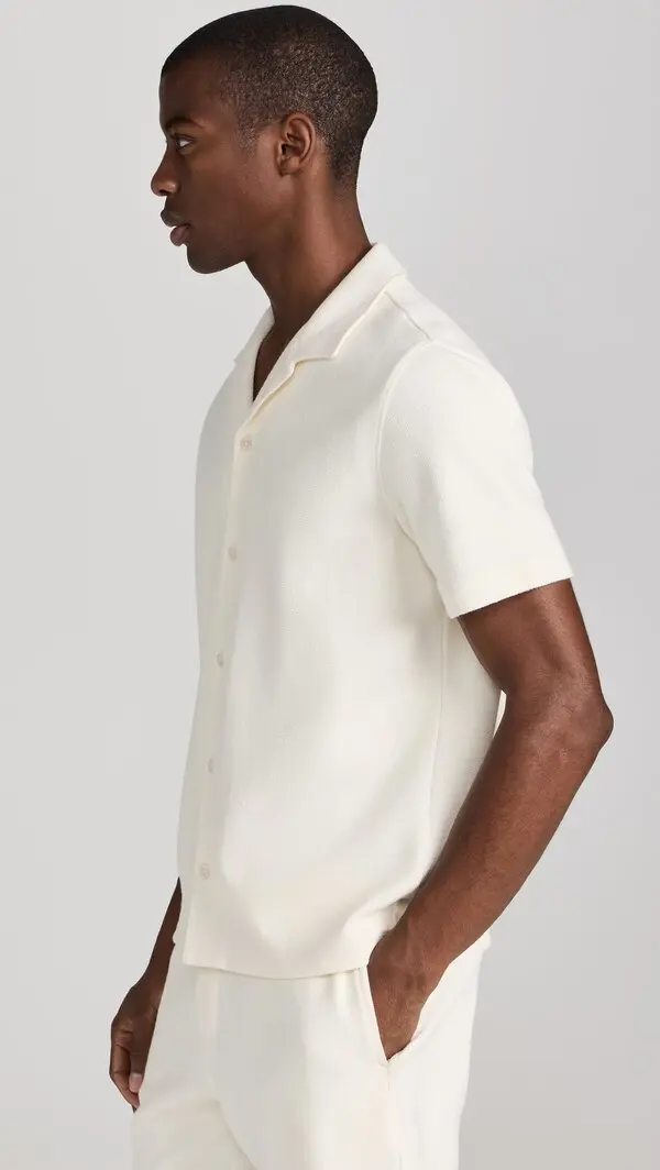 Vince Boucle Button Down Shirt - Bone