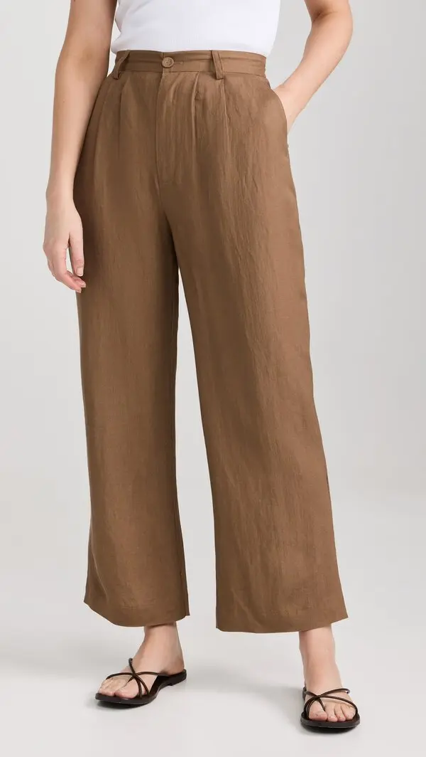 tobacco linen pants Rolla'S Chloe Pleat Linen Pants In Tobacco - 75% Off