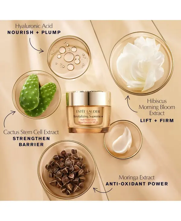 Estée Lauder Revitalizing Supreme+ Cream Moisturizer With Hyaluronic Acid & Peptides Spf 25 1.7 Oz