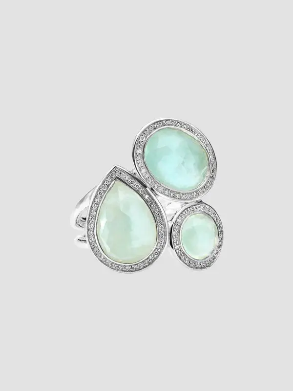 Ippolita Lollipop 3-stone Sterling Silver, 0.41 Tcw Diamond & Triplet Ring