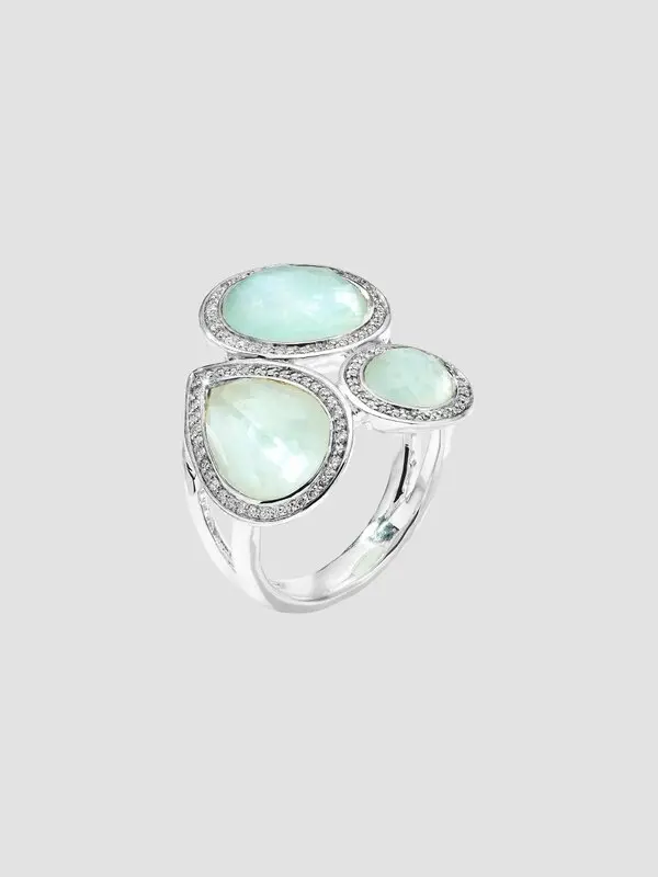 Ippolita Lollipop 3-stone Sterling Silver, 0.41 Tcw Diamond & Triplet Ring - Amazonite