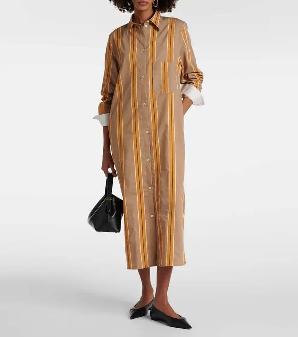 TOTEME Jacquard Striped Shirt Dress - Brown